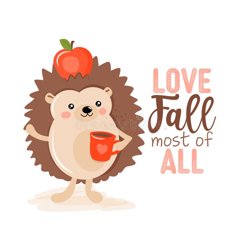 I Love Fall Days - Hand Drawn Vector Illustration with Cute Fox Stock ...