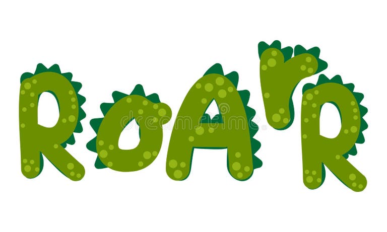 Roar Word with with Predatory Pattern - Cute Dino Print Design Stock ...