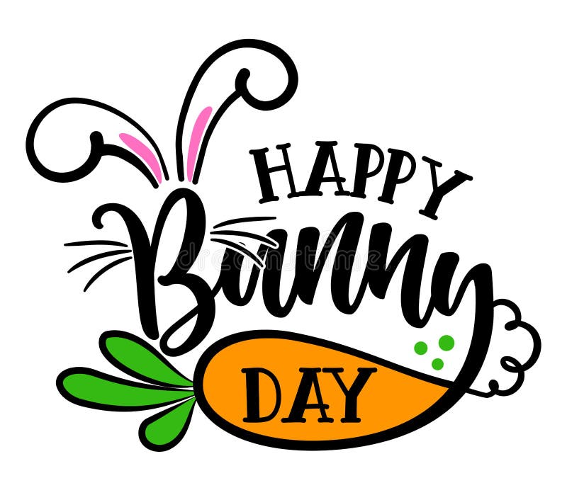 Happy Bunny Day - Cute Easter Bunny Design, Funny Hand Drawn Doodle ...