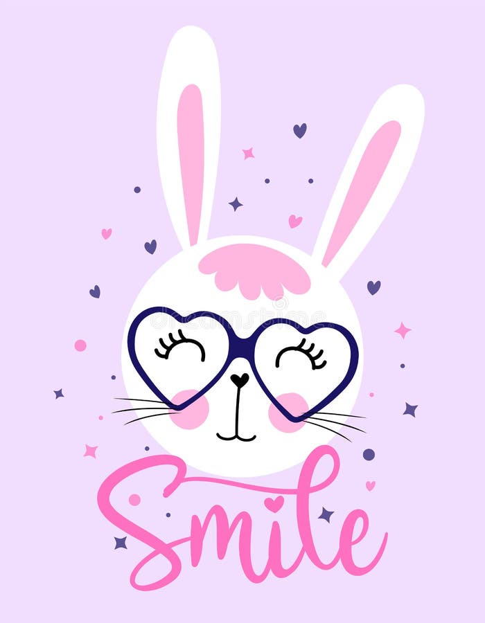 Smile Bunny - Cute Bunny Drawing. Funny Calligraphy for Spring Holiday ...