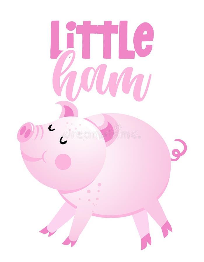 Little Ham - Cute Rose Pink Pig Stock Vector - Illustration of pork ...