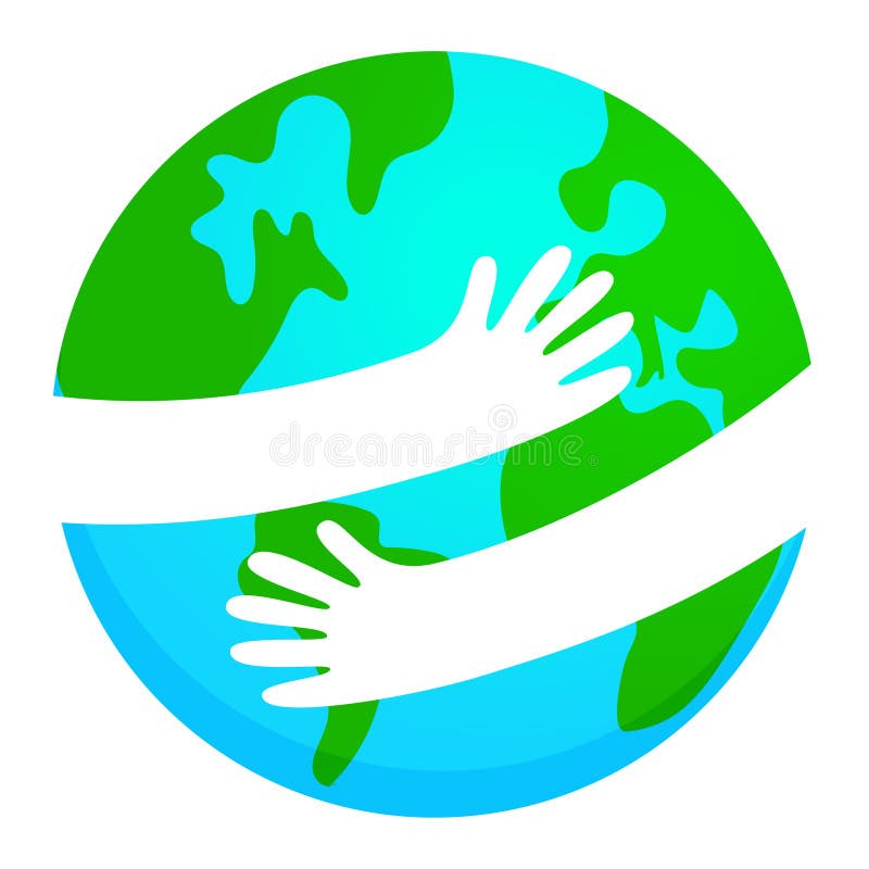 Save the Planet, Earth Hug Drawing. Stock Vector - Illustration of logo ...