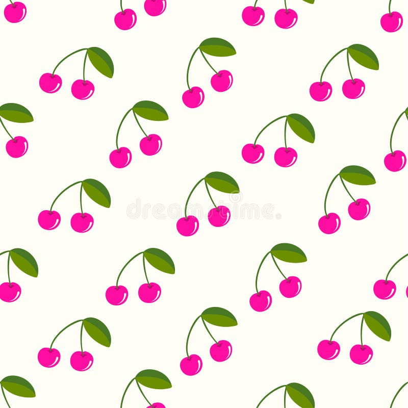 Cherry Pattern Design in Pink Color - Funny Drawing Seamless Summer ...