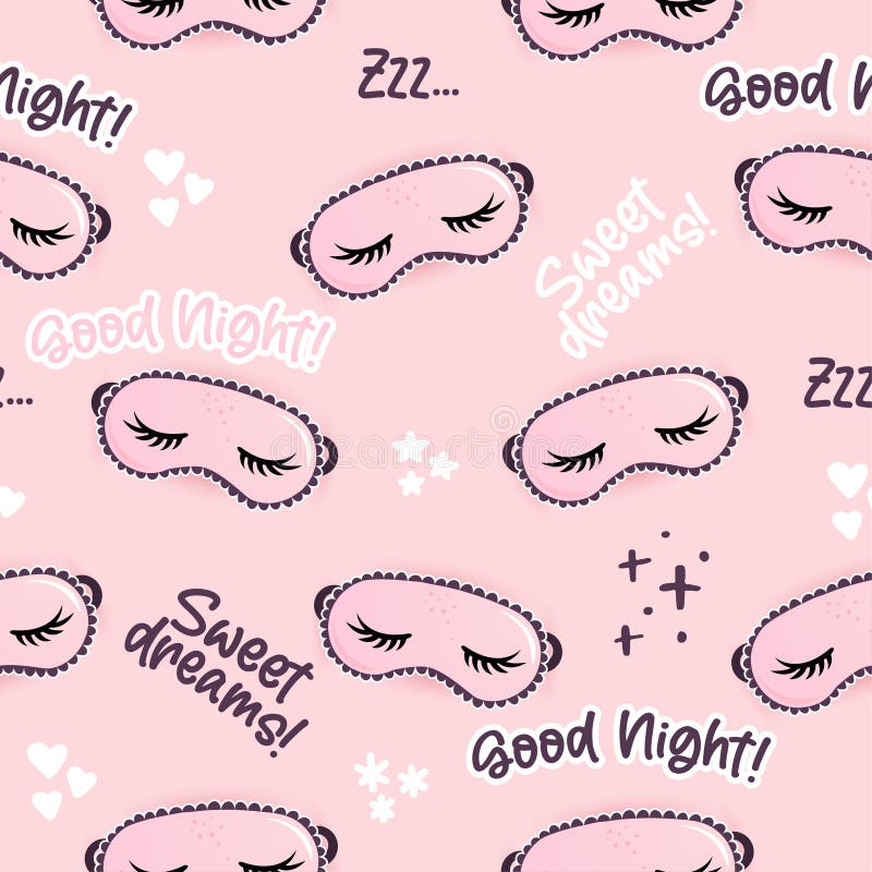 Sleeping Mask Pattern with Good Night, Sweet Dreams and Zzz. Stock ...