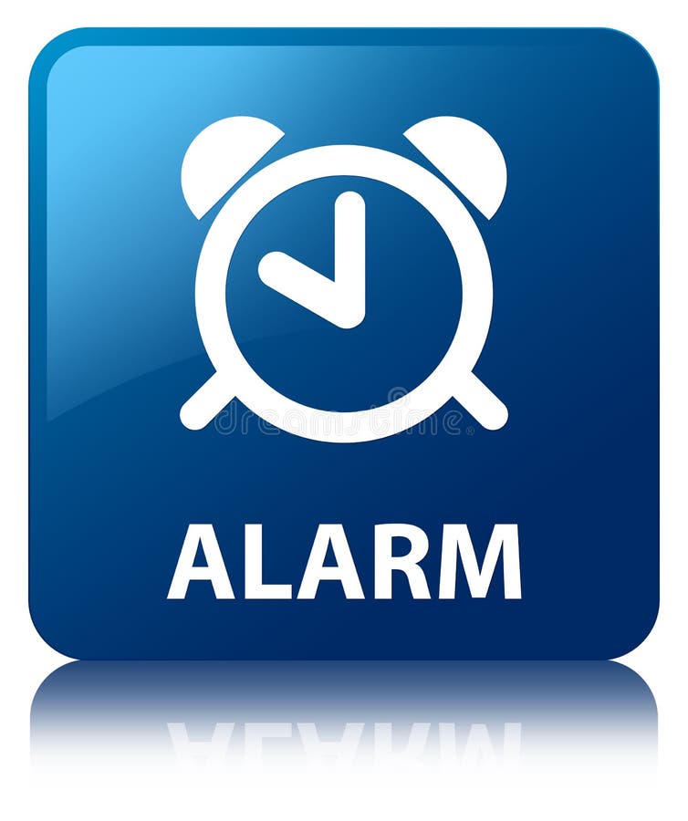 Alarm blue square button stock illustration. Illustration of ring ...