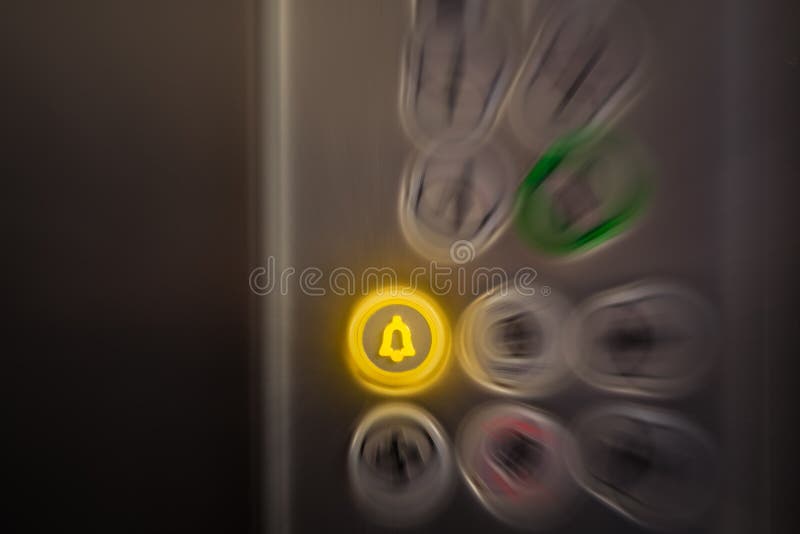 Alarm Button on Elevator Control Panel. Emergency Concept. Stock ...