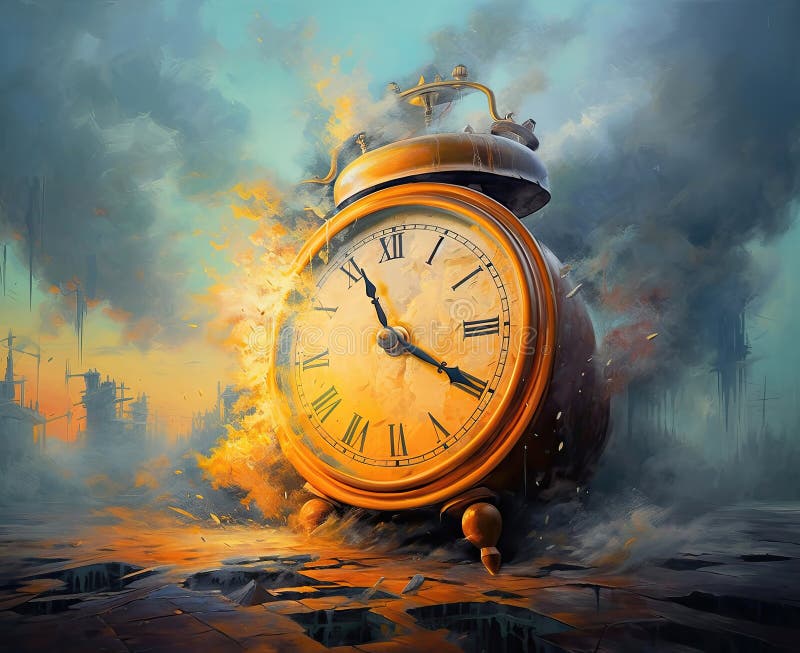 Alarm Clock on Abstract Futuristic Colored Background. Generative Ai ...