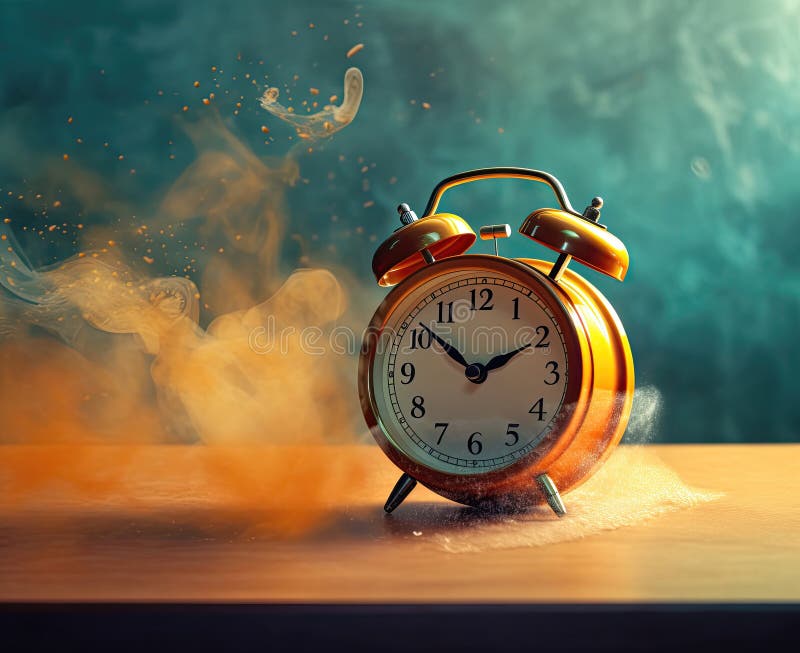 Alarm Clock on Abstract Futuristic Colored Background. Stock ...