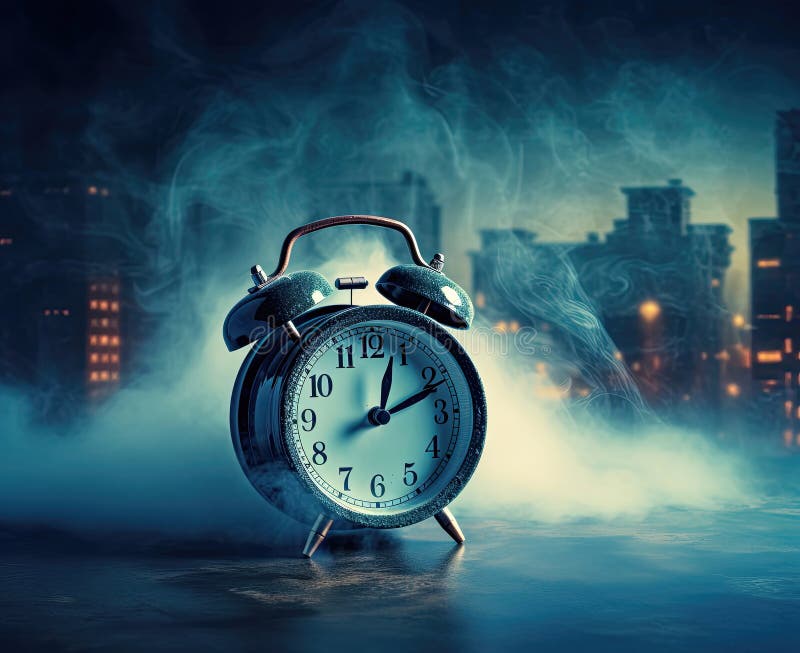 Alarm Clock on Abstract Futuristic Colored Background. Stock ...