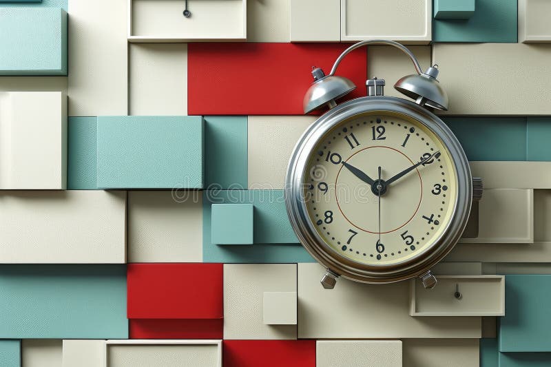 Alarm Clock on Abstract Wall Background, Advertising Banner Stock Photo ...