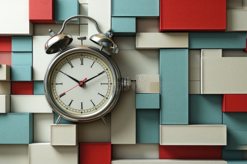 Alarm Clock on Abstract Wall Background, Advertising Banner Stock Image ...