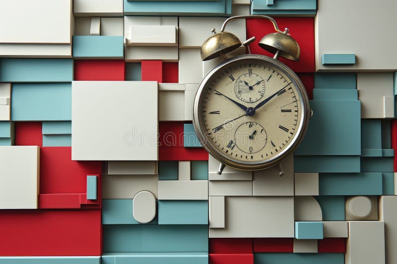 Alarm Clock on Abstract Wall Background, Advertising Banner Stock Image ...
