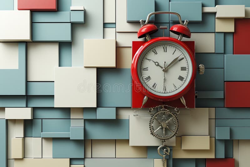 Alarm Clock on Abstract Wall Background, Advertising Banner Stock Image ...