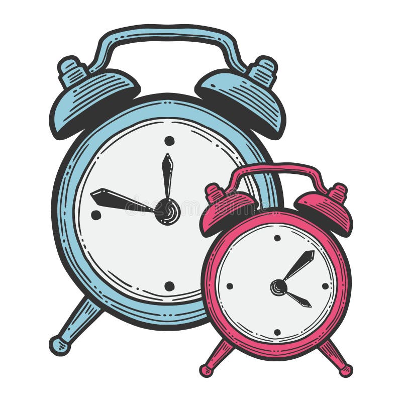 Alarm Clock, Analog Watches. Vector in Doodle and Sketch Style Stock ...