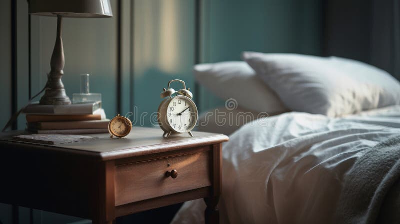 Alarm Clock on Bedside Table. Generative AI Stock Illustration ...