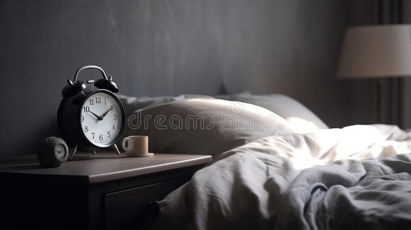 Alarm Clock on Bedside Table. Generative AI Stock Illustration ...