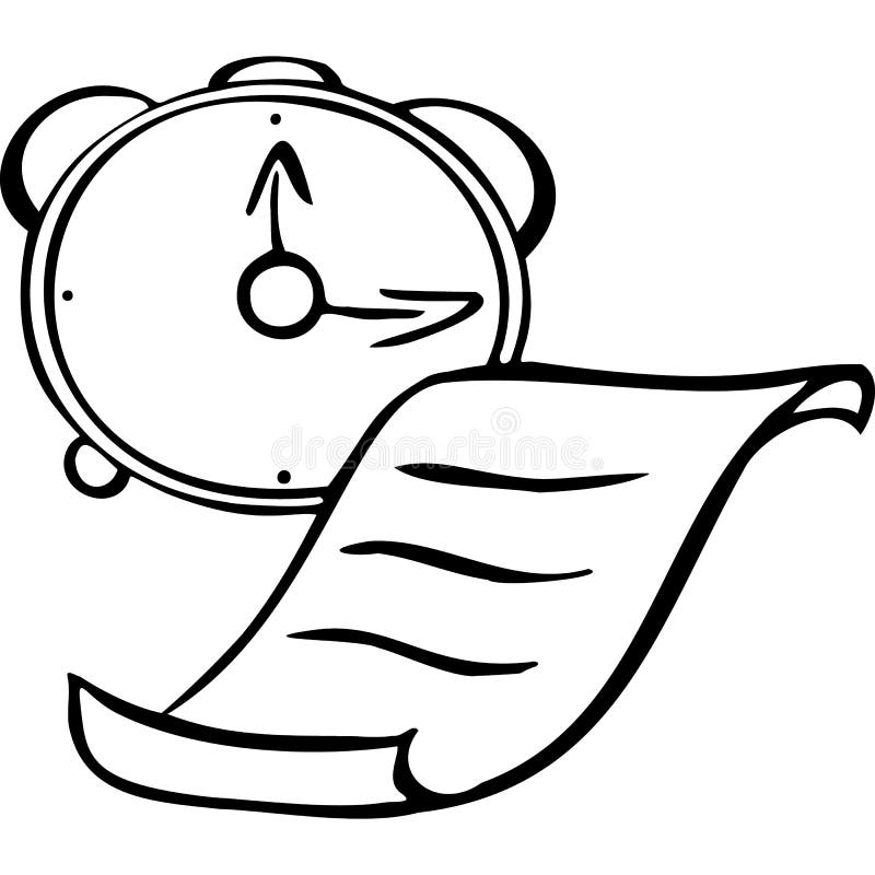 Alarm Clock Behind To-do List Sketch Vector Illustration Stock Vector ...