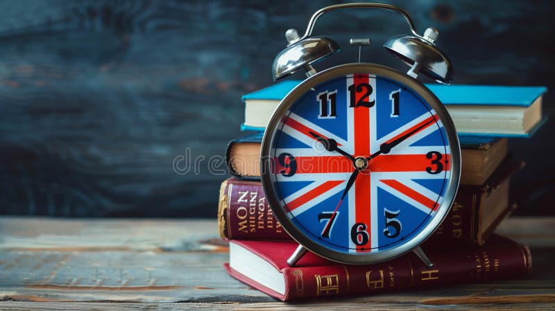 Alarm Clock with the British Flag with Book for Learning English ...