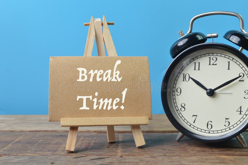 Alarm Clock and Brown Card Written with BREAK TIME Stock Photo - Image ...