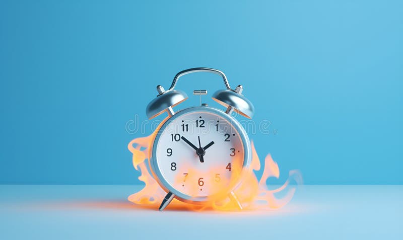 Alarm Clock Burning Fire Concept Waste of Time, Ai Generative Stock ...