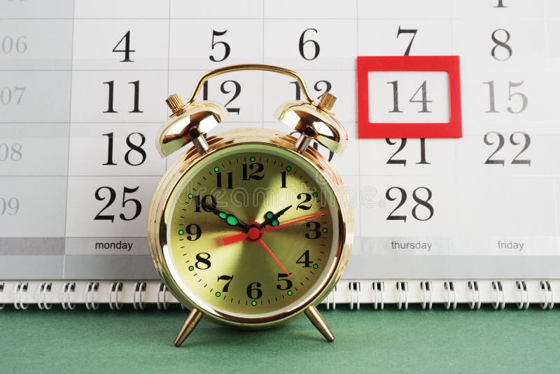 Alarm clock and calendar stock photo. Image of dates - 63619868