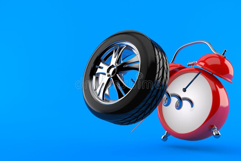 Alarm clock with car wheel stock illustration. Illustration of blank ...