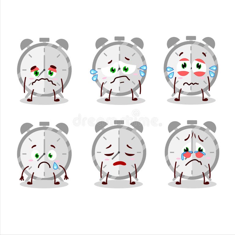 Alarm Clock Cartoon Character with Sad Expression Stock Vector ...