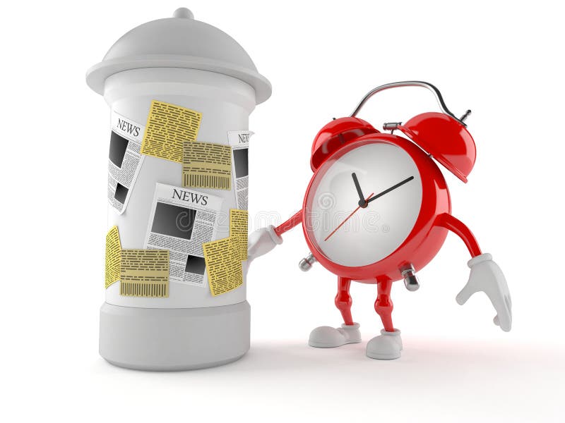 Alarm Clock Character with Advertising Column Stock Illustration ...