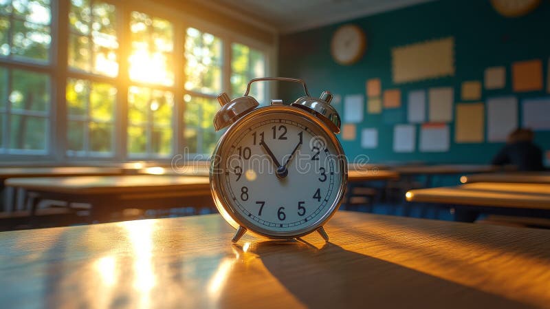 The Alarm Clock is on the Classroom Stock Illustration - Illustration ...