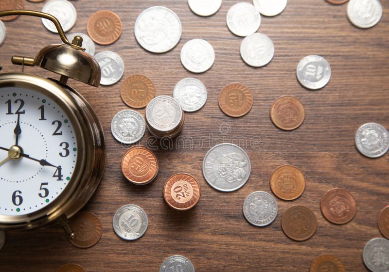Alarm Clock and Coins. Business Stock Image - Image of capital, profit ...
