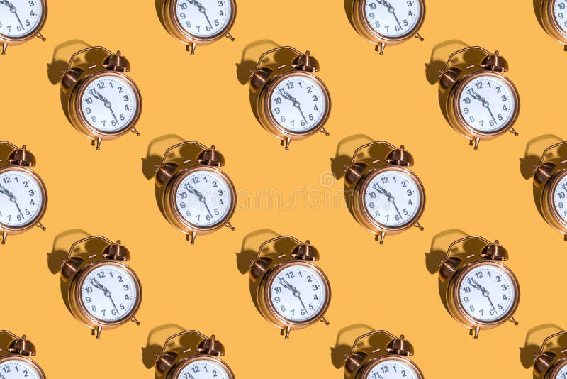 Alarm Clock on a Colored Background Hard Shadows. Close Up. Seamless ...