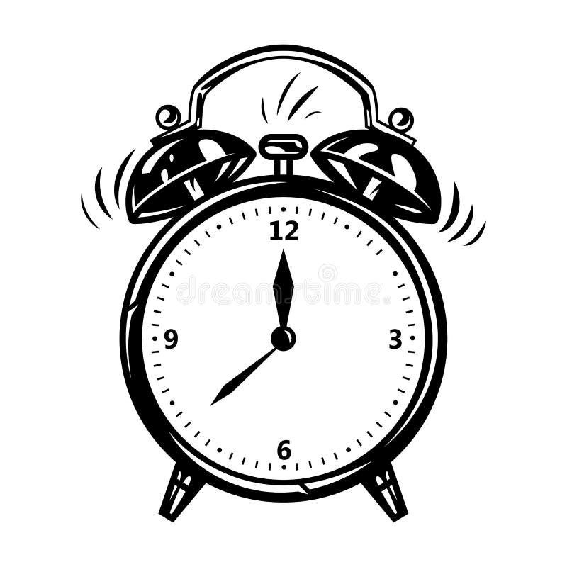 Comic Alarm Clock Ringing And Expression With Wake Up Text. Vector ...