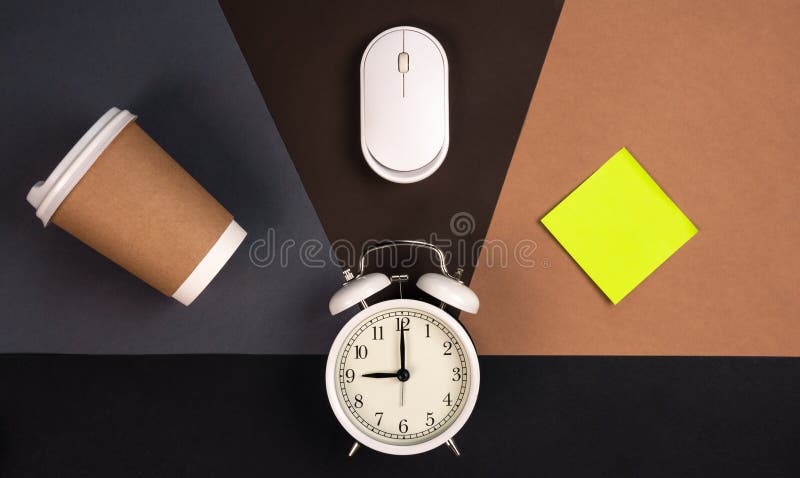 Alarm Clock, Computer Mouse, Paper Cup and Bright Paper Sticker, Top ...