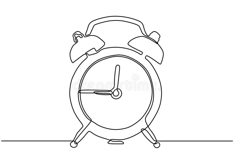 Alarm Clock at 7 Sharp Continuous One Line Drawing Minimalist Design on ...