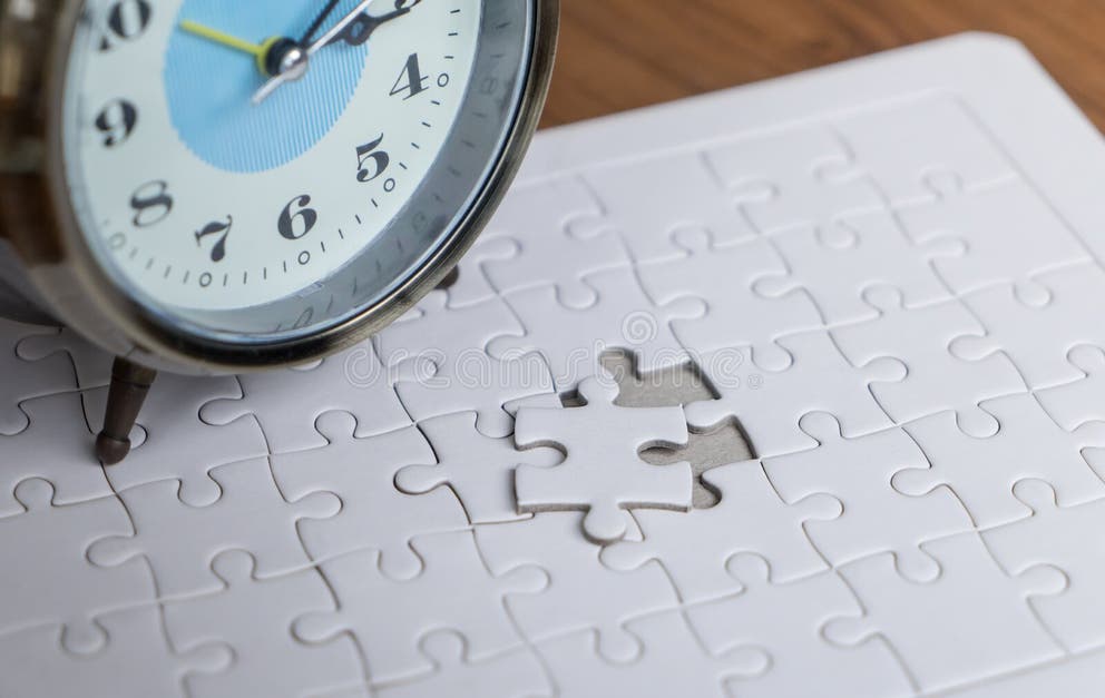 Alarm Clock Counting Deadline with Jigsaw Stock Image - Image of ...