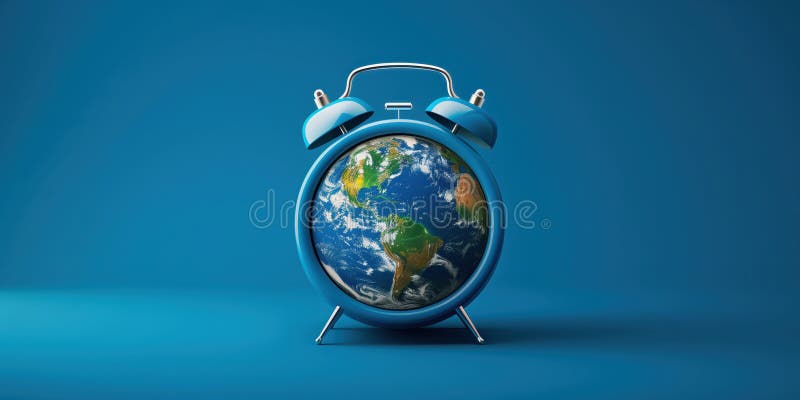 An Alarm Clock Counting Down To Climate Change. Set on a Blue ...