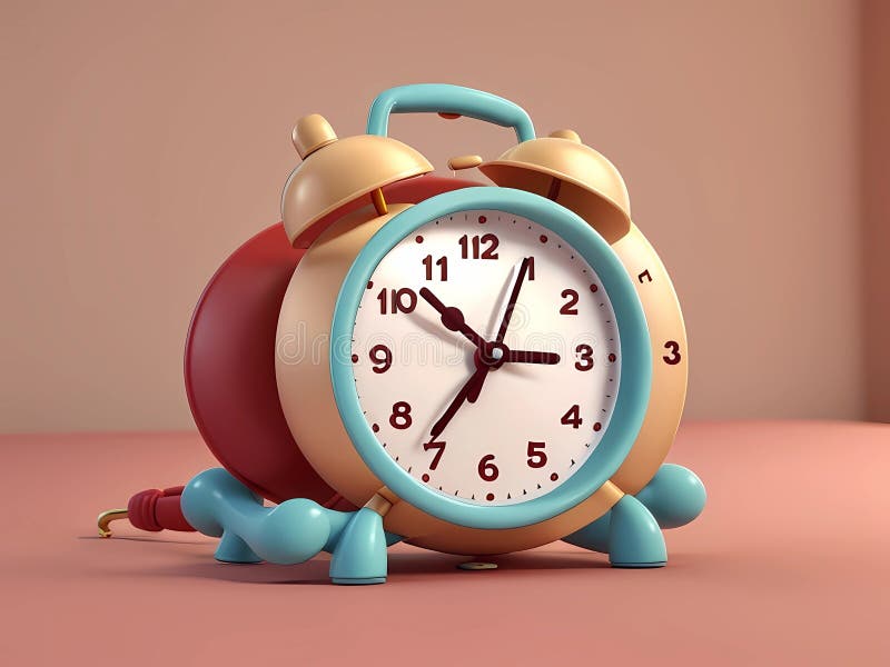Alarm Clock in 3d Cartoon Style Stock Illustration - Illustration of ...