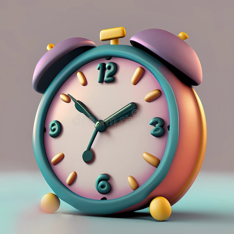 Alarm Clock in 3d Cartoon Style Stock Illustration - Illustration of ...