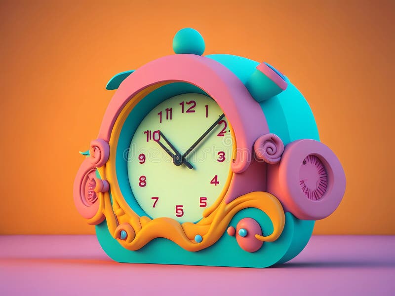 Alarm Clock in 3d Cartoon Style Stock Illustration - Illustration of ...