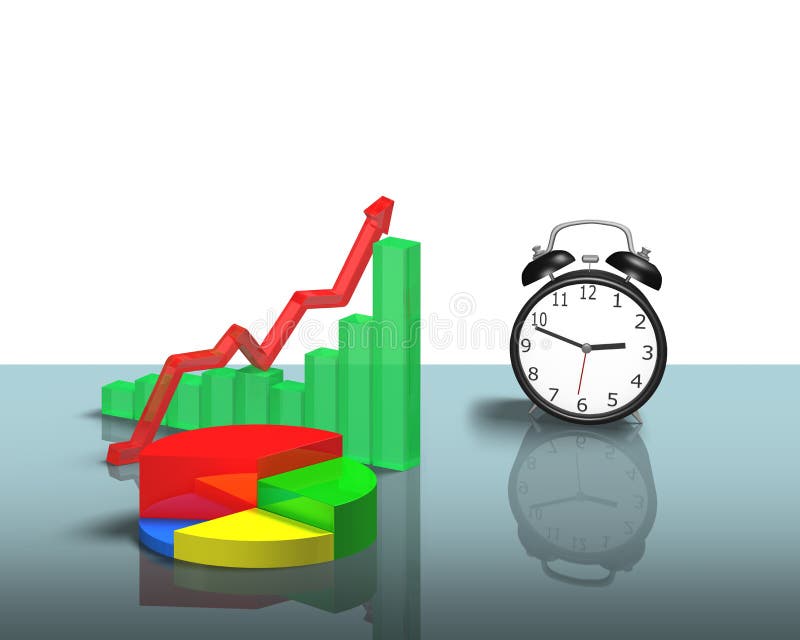 Alarm Clock with 3d Chart on Table Stock Illustration - Illustration of ...