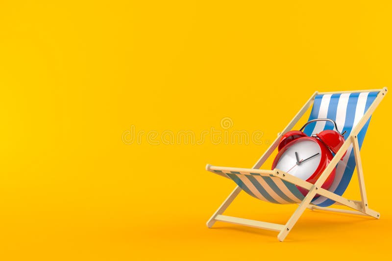 Alarm clock on deck chair stock illustration. Illustration of message ...