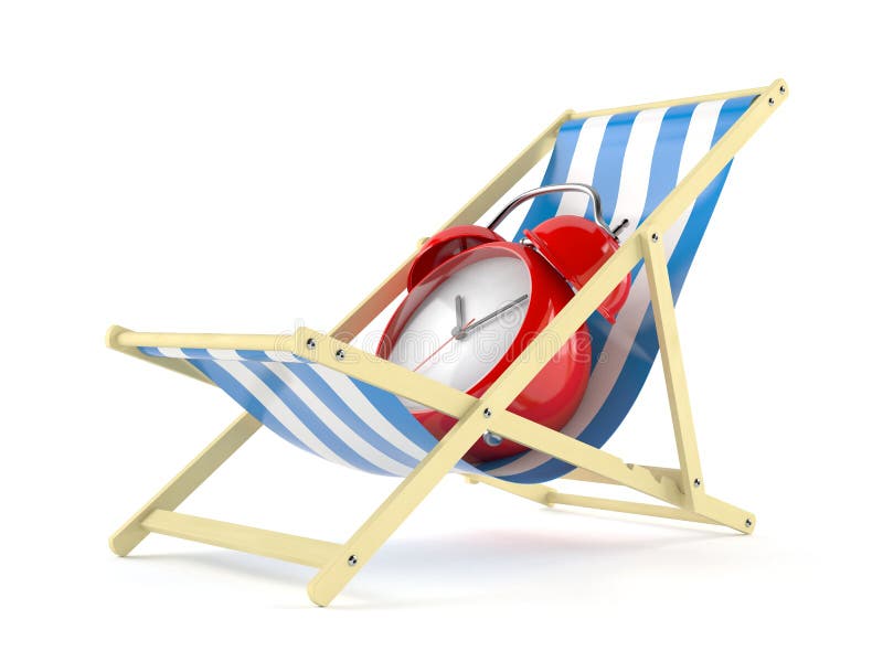 Alarm clock on deck chair stock illustration. Illustration of countdown ...