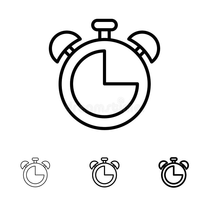 Alarm, Clock, Education, Timer Bold and Thin Black Line Icon Set Stock ...