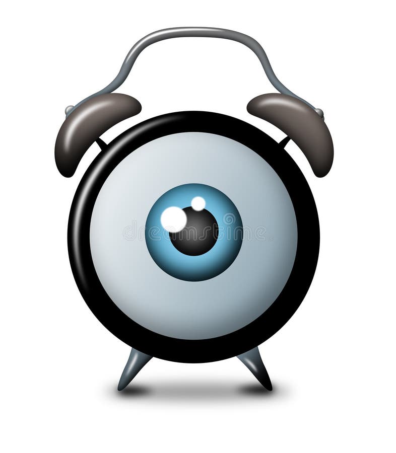 Alarm clock with eye stock illustration. Illustration of clip - 13952205