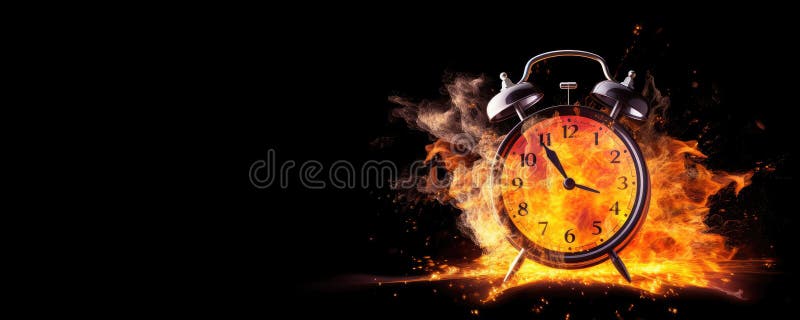 Alarm Clock on Fire Explosion. Time Running Out, Countdown, Deadline ...