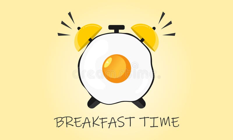 Alarm Clock with Fried Egg. Breakfast Time Concept Stock Vector ...
