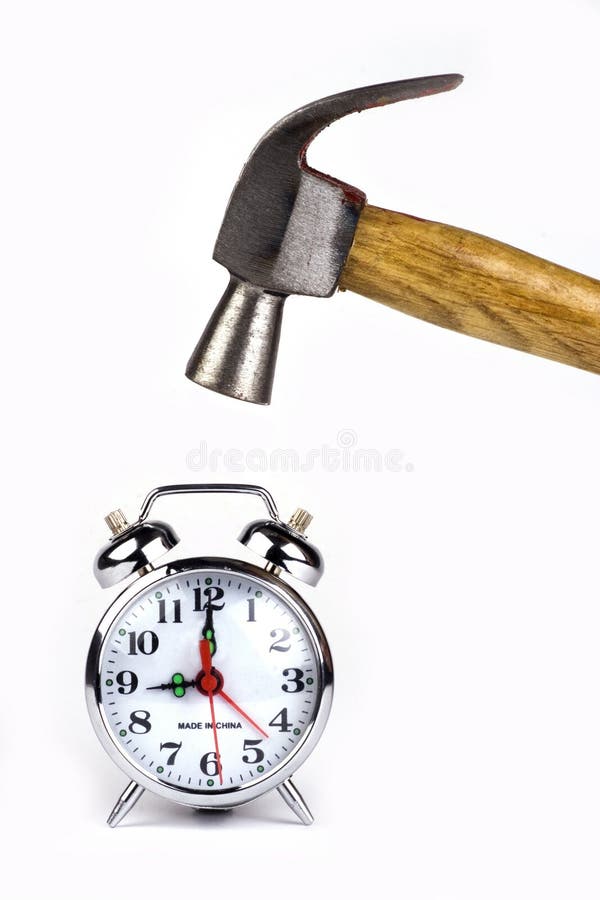 Smashing an Alarm Clock stock photo. Image of doze, slumber - 1099004