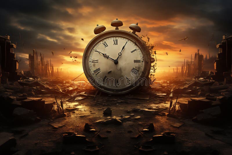 An Alarm Clock Heralds a Doomsday Climax Stock Illustration ...