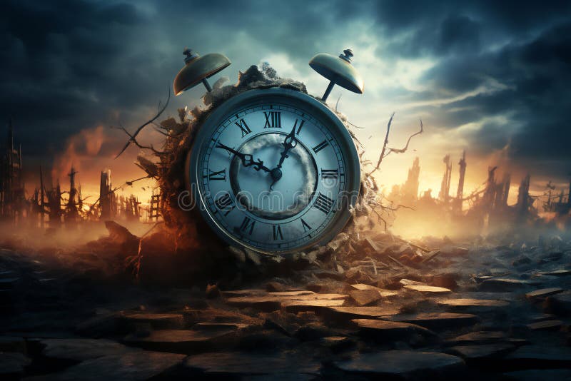 An Alarm Clock Heralds a Doomsday Climax Stock Illustration ...