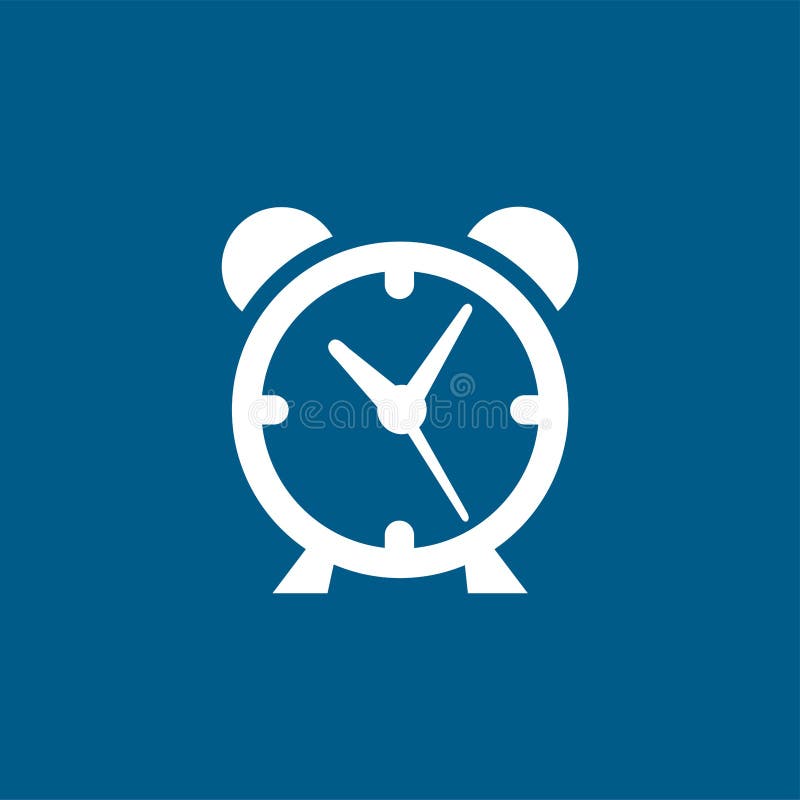 Alarm Clock Icon on Blue Background. Blue Flat Style Vector ...